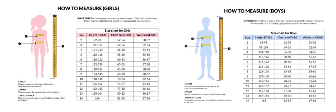 Kids Size Chart - Size Guide for Kid's Clothing - Kashkiya